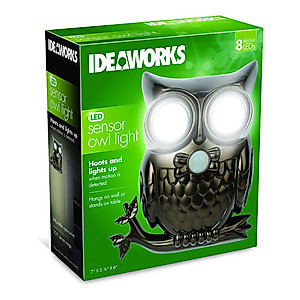 IdeaWorks JB7682 Decorative LED Motion Sensor Hooting Owl Light, Black