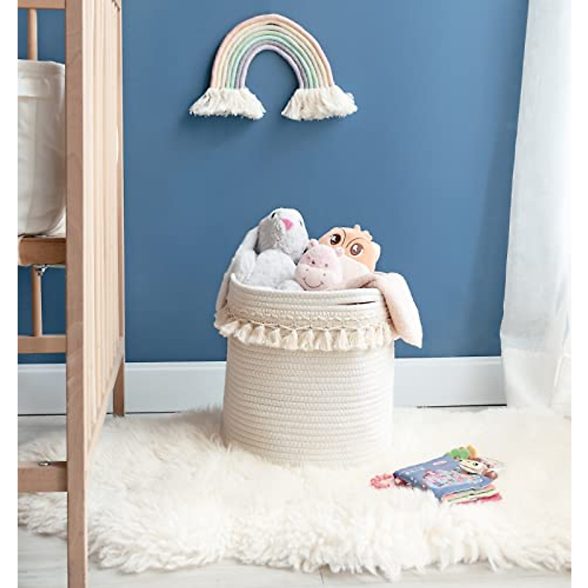 Mkono Macrame Storage Baskets Boho Decor Box Nursery Baby Basket, Set of 3