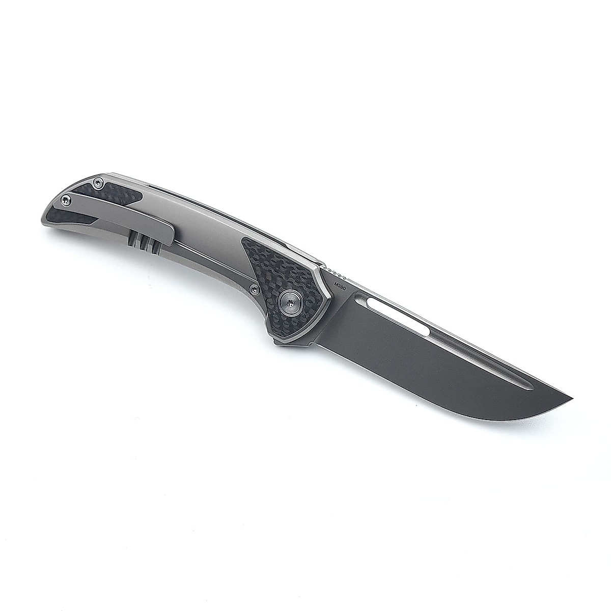 Miguron Knives M Eriko Flipper Folding Knife 3.5" M390 Blade Titanium Handle Carbon Fiber Inlay Pocket Knife MGR-610BK