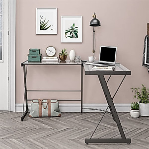 Ameriwood Home Odin Glass L-Shaped Computer Desk, Gray