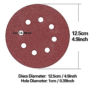 Swpeet 60 Pcs 10 Sizes 5 Inch 8 Hole Sanding Discs Sandpaper Hook and Loop Pads for Circular Sander Grits Sanding Sheets 10 Sizes - 40/60 / 80/100/ 120/180 / 240/320 / 400/800 Grits