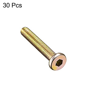 uxcell M6x35mm Furniture Bolt Hex Socket Drive Round Head Screw Zinc Plated 30pcs