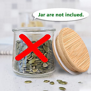 LANSI Oui Yogurt Jar Lids - 8 Pack Oui Lids with Silicone Sealing Rings for Oui Yogurt Jars Bamboo Jar Lids Set with Label and Pen