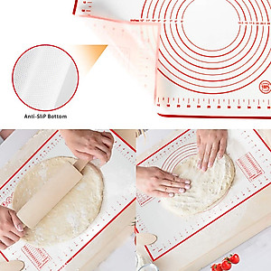 Macaron Silicone Baking Mats - Set of 3 - Baking Mat Non Stick Silicone BPA Free - 2 Sheet Baking Mat and 1Dough Rolling Mat with Measurements
