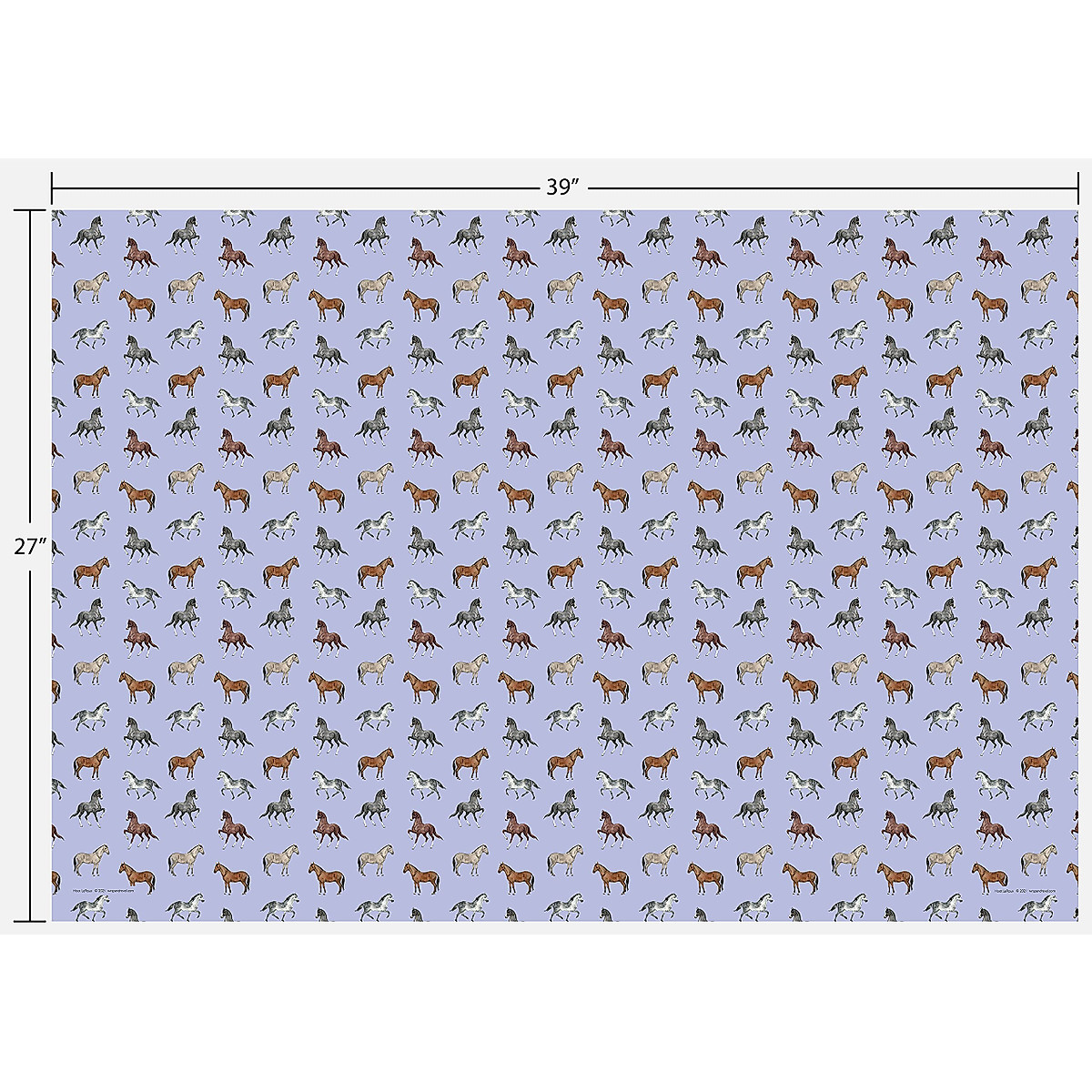 REVEL & Co Equus Horse Birthday Gift Wrap by Hoot LeRoux—Horse Wrapping Paper Folded flat, 27 x 39 inches