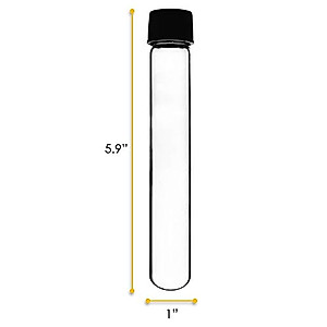 EISCO 12PK Test Tubes, 50ml - Bakelite Screw Cap with Rubber Liner - Borosilicate 3.3 Glass - 5.9" x 1" - Round Bottom - Leak Proof