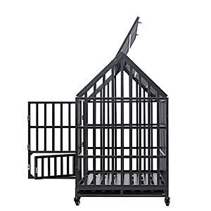 Heavy Duty Dog Crate,XXL Dog Crate,Large Dog Crate,Indestructible Dog Cage Large Dogs 48 Inch,Impact Dog Crates for Large Dogs,Steel Dog Crate,Giant Dog Crate,Crate with Roof & Window on Roof