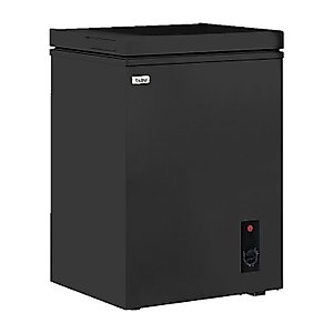 TABU 3.5 Cu Ft Chest Freezer, Deep Freezer with Removable Storage Basket, Top Open Door Small Chest Freezer with 7 Level Adjustable Temperature, Compact Freezer with Top Open Door (Black)