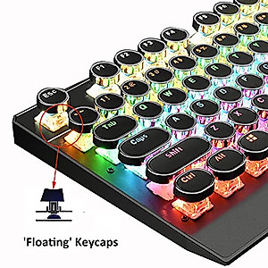 MRDARCY Double Shot Injection Plating Retro Punk ABS Pattern Shine Through Keycap Set for 104/87/61/60 Gaming Mechanical Keyboard (Black)