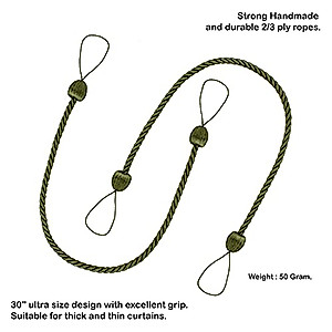 MALANOV Curtain Ropes Tiebacks Tie-Backs, Curtain Handmade Holdbacks, Polyester Curtain Tieback (Green-2Pc)