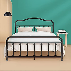 Ciays Queen Size Metal Platform Bed Frame Mattress Foundation with Sturdy Steel Headboard and Footboard No Box Spring Needed Under Bed Storage Steel Slats, Black