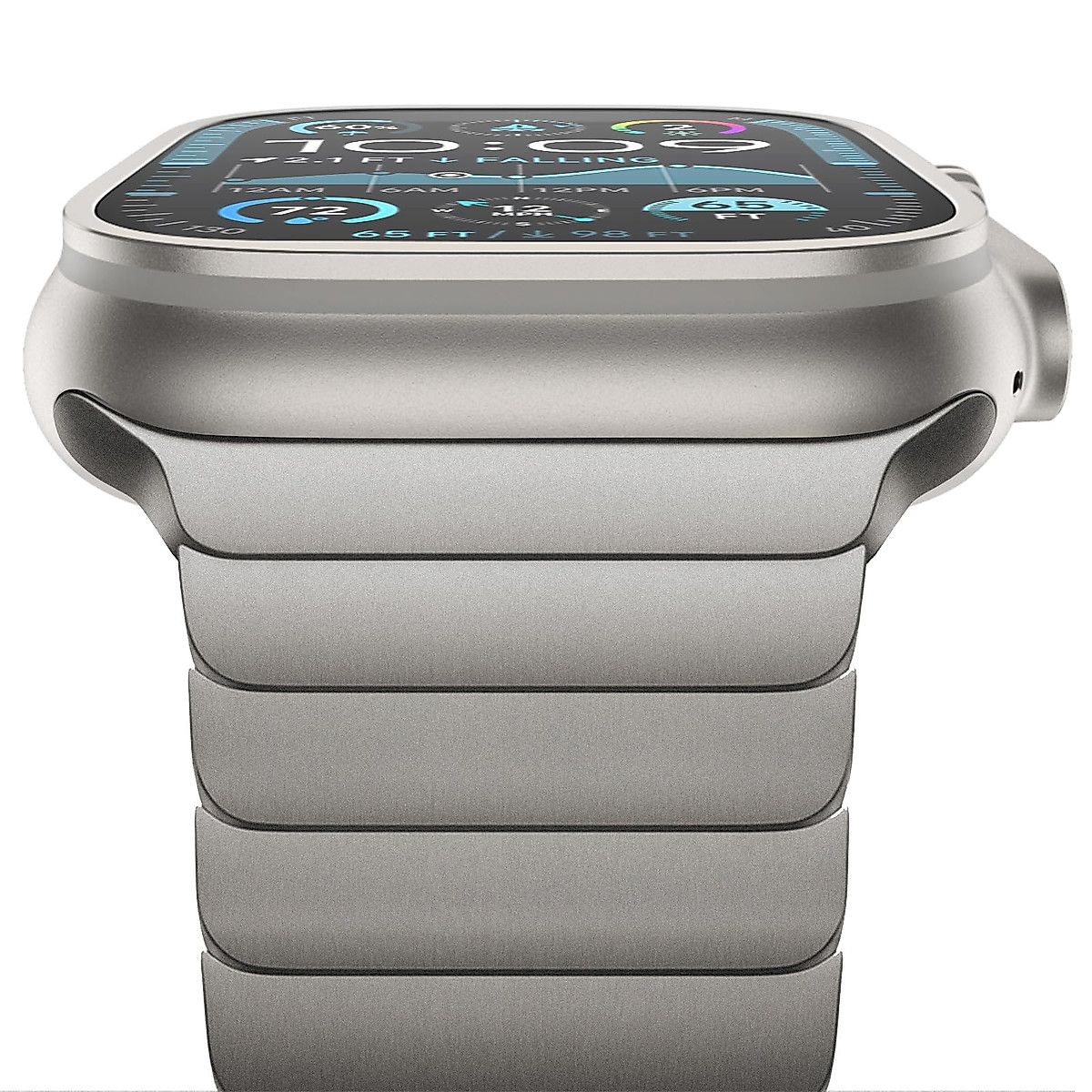 CHANCHY Stainless Steel Band for Apple Watch Ultra/Ultra 2 Link Bracelet 49mm 46mm 44mm 45mm, Metal Strap with Folding Clasp for Apple Watch Series 10 9 8 7 6 5 4 SE (Titanium, 49mm 46mm 45mm 44mm)