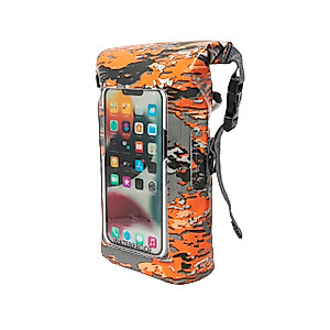 geckobrands Waterproof Phone Tote Dry Bag Waterproof Case, Ember geckoflage - Works with Samsung Galaxy, iPhone, Google
