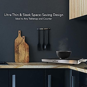 NutriChef Stainless Warming Hot Plate - Keep Food Warm w/ Portable Electric Food Tray Dish Warmer w/ Black Glass Top, For Restaurant, Parties, Buffet Serving, Table or Countertop Use - AZPKWTR45,White