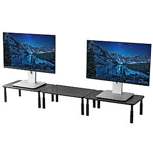 3-Pack Premium PC Monitor & Laptop Stand with Sturdy, Stable Black Metal Construction. Fashionable Riser is Height Adjustable with Non-Skid Rubber. Perfect for Computer Monitor, iMac or printer Shelf