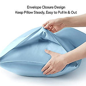 BEDELITE Pillow Cases Standard Size Set of 2, Rayon Derived from Bamboo, Cooling Pillow Cases for Hot Sleepers & Night Sweats, Breathable and Silky Soft Envelope Pillowcases(Blue, 20"x26")