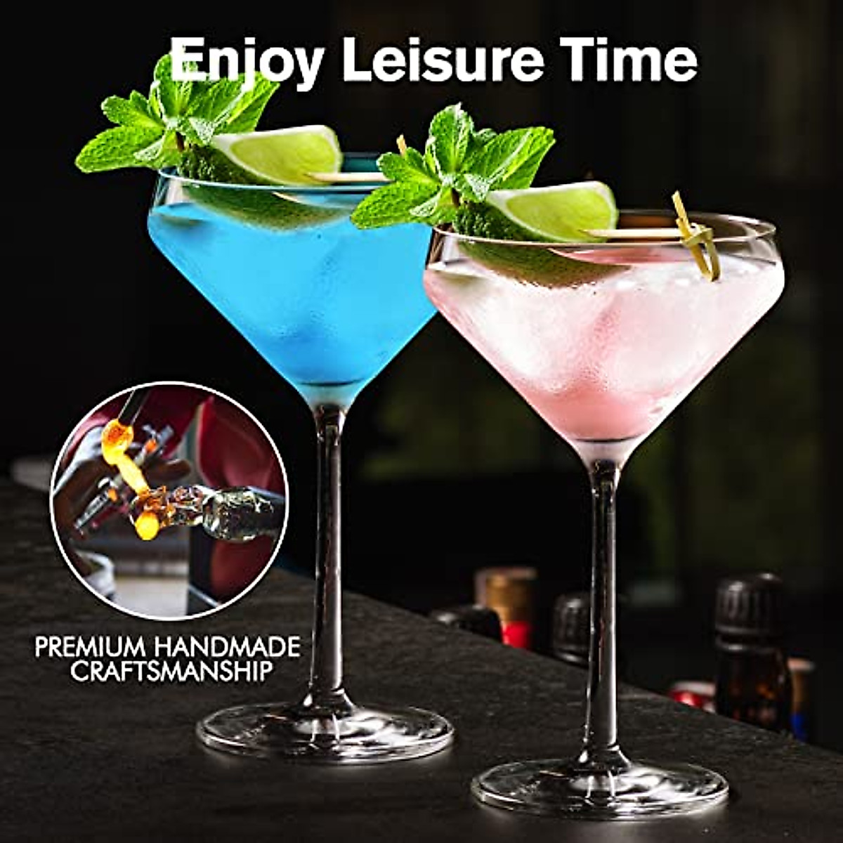 Chouggo Coupe Cocktail Glasses Set of 4, Hand Blown Premium Crystal Martini Glasses for Bar, Martini, Cosmopolitan, Manhattan, Gimlet, Pisco Sour - 12Oz, Clear