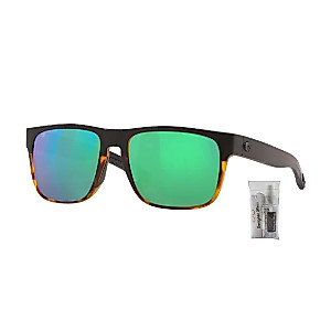 Costa Spearo 6S9008 900818 56MM 181 Matte Black+Shiny Tortoise/Green Mirror 580G Square Sunglasses for Men + Bundle With Designer iWear Kit