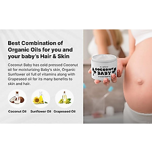 Coconut Baby Oil - Natural & Organic Moisturizer, Hair Oil for Cradle Cap Treatment, Newborn Sensitive Skin, Eczema & Psoriasis Relief, Unscented, Sunflower & GrapeSeed Oil 4 floz | Coconut Essentials