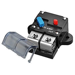 Snlazp 150 Amp Circuit Breaker Resettable Circuit Breaker Manual Reset Switch Button for RVs Trolling Boat Marine Truck Vehicles Stereo Audio Electronic Battery Solar System, 12V-24VDC (150A)