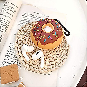 Jowhep Case for AirPod Pro 2019/Pro 2 Gen 2022 Cartoon Cute Silicone Cover with Keychain Fashion Funny Soft Skin for Air Pods Pro Girls Women Boys Kawaii Shell Fun Cases for AirPods Pro Brown Donuts