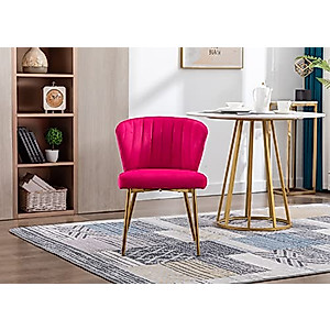 ZOBIDO Set of 2 Accent Chair Glam Velvet Dining Room Side Chair with Golden Metal Legs Tufted Back Accent Chair for Home Living Room/Bedroom/Beauty Room/Dining Room (Rose red)