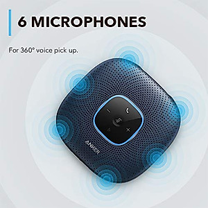 Anker PowerConf Bluetooth Speakerphone with 6 Microphones, Enhanced Voice Pickup, 24 Hour Call Time, Bluetooth 5, USB C Connection, Compatible with Leading Platforms (Renewed) (Blue)