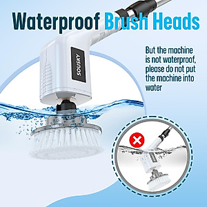 Electric Spin Scrubber, Power Shower Scrubber with Extension Handle for Cleaning, 420RPM/Mins-8 Replaceable Brush Heads-140Mins Long Work Time, 3 Adjustable Size, 3 Speeds for Bathroom Tub Tile Floor