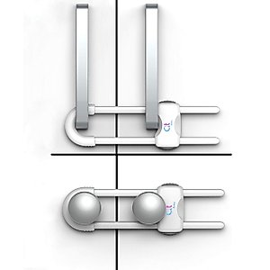 QT BABY Baby Proofing Cabinet Locks Adjustable U Shaped Baby Safety Latches for Drawers, Fridge, Closet Modern Baby Proofing Cabinet Lock with Extra Secure Lock Buttons (Pack of 6, White)