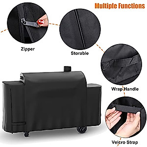 Hisencn Grill Cover and Drip Bucket Small and 15-Pack Foil Liners for Pit Boss Pro Series Triple-Function Combo Grill PB1100PSC2, PB1100PSC1, Pit Boss Sportman 1230 Pellet/Gas Combo Grill