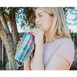 Disney Lilo & Stitch Jamming Plastic Tumbler With Leak-Resistant Lid and Reusable Straw | Double-Walled Travel Cup For Drinks | Holds 20 Ounces