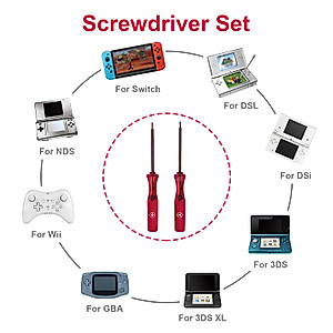 Gam3Gear Tri-Wing & Screwdriver Set for N-Switch OLED GBA NDS DSL Dsi 3DS XL Wii PS4 Controller (Set of 2)