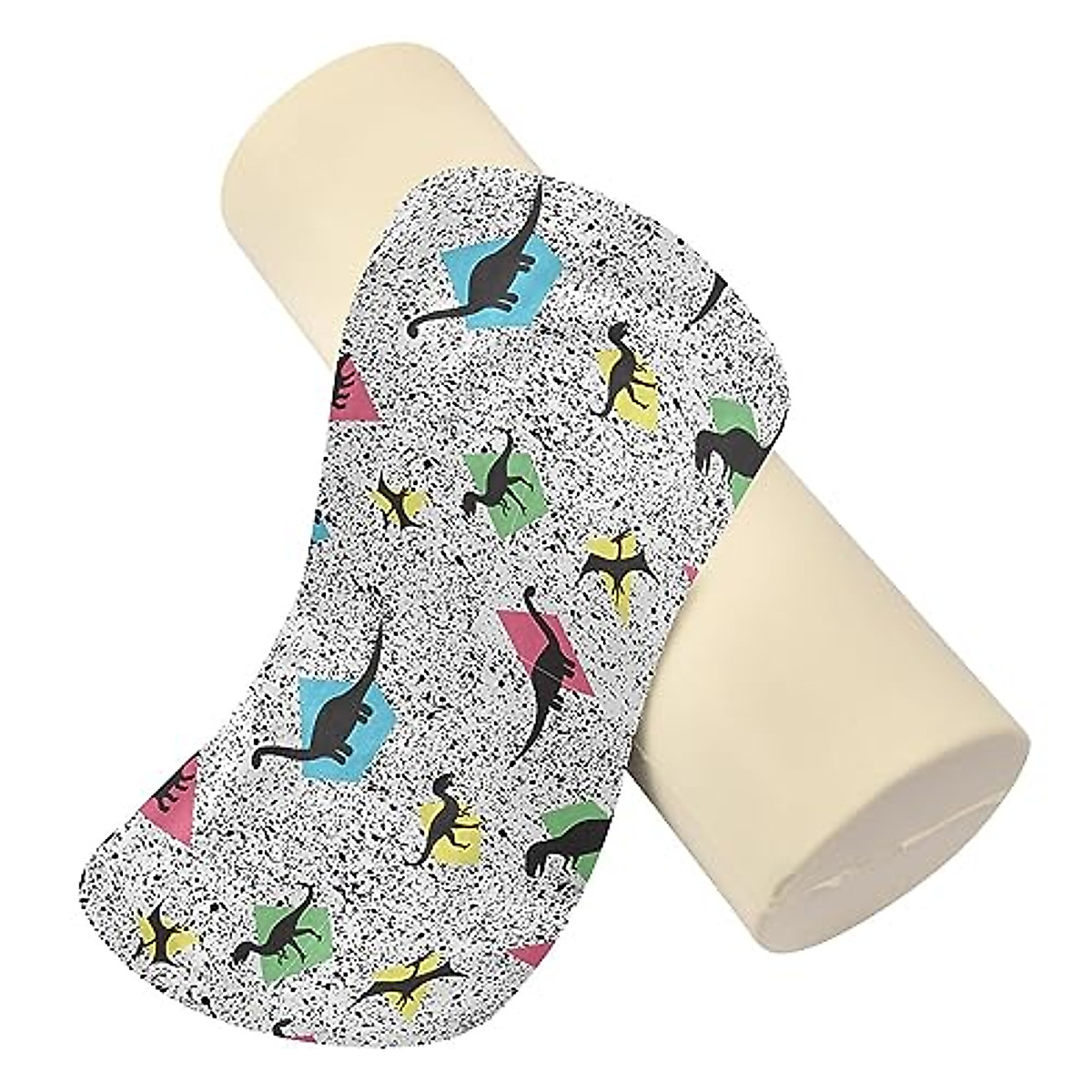 Vnurnrn Cute Dinosaurs Neck Support Pillow Round Neck Roll Bolster Cylinder Pillow Cervical Pillows Leg Pillow for Leg Knee Back Head Support for Camp Study Work Men