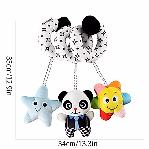 AIPINQI Spiral Stroller Toys, Infants Spiral Activity Toys Comfortable Pram Crib Plush Toy for Boys Girls Spiral Hanging Toys for Car Seat, Panda