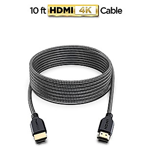 PowerBear 4K HDMI Cable 10 ft | High Speed Hdmi Cables, Braided Nylon & Gold Connectors, 4K @ 60Hz, Ultra HD, 2K, 1080P, ARC & CL3 Rated | for Laptop, Monitor, PS5, PS4, Xbox One, Fire TV, & More