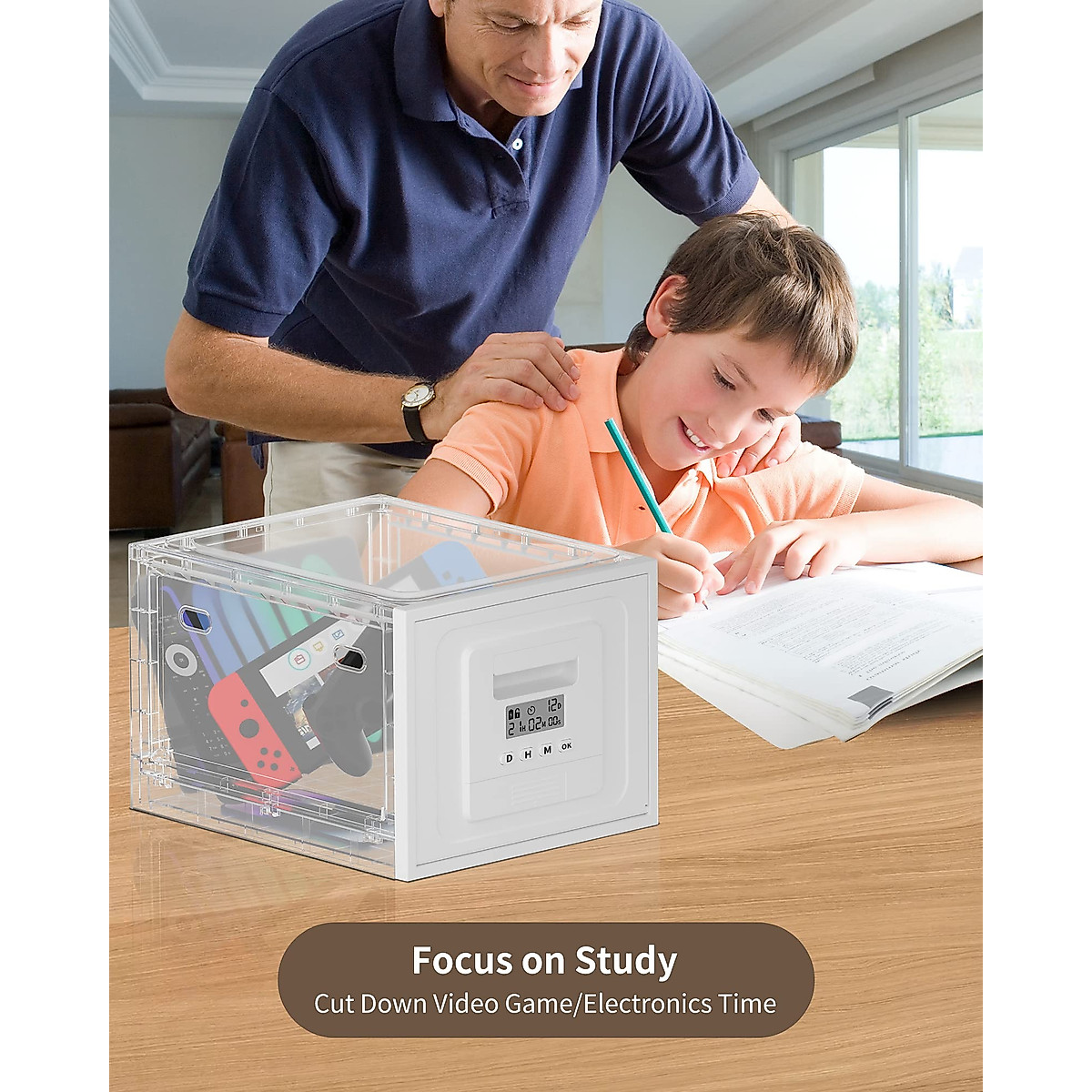 Time Lock Box for Medication, Phone Jail Lock Box with Timer, Timed Locking Container for Snacks Kitchen Food Safe