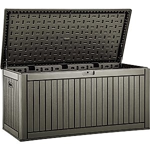 YITAHOME 260 Gallon Double-Wall Deck Box with Divider & Side Handles, Outdoor Large Storage for Patio Furniture Cushions, Garden Pool Accessories, Water Resistant & Lockable