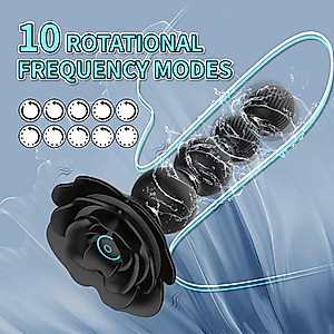 Anal Beads Anal Butt Plug,10 Rotate Twist and Vibrating Modes,Prostate Massager Graded Silicone Design Anal Vibrators for Men,Remote Control Rose Toy for Women,Adult Sex Toys for Couple (Sepia Black)