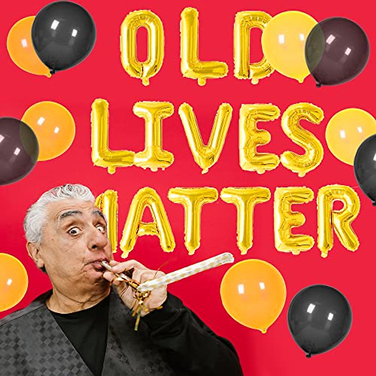 GallaRato Old Lives Matter Balloon Old Lives Matter Banner Retirement party decorations Retirement Backdrop 40th 50th 60th 70th 80th 90th 100th Birthday Party Decorations