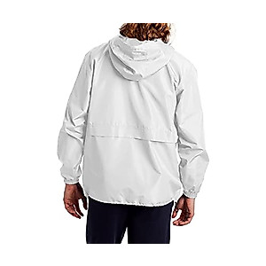 Champion, Stadium Full-Zip, Wind, Water Resistant Jacket for Men, White Small Script