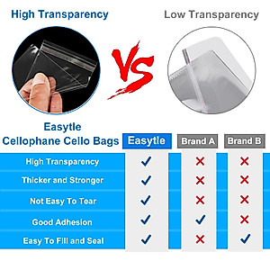 Easytle Approx 203 Pcs 6 cm Clear Resealable Cellophane Cello Bags Resealable Adhesive on Flap Self Sealing OPP Tiny Clear Bags Self Seal Clear Plastic Poly Bags for Jewelry Candies Cookies Decorative