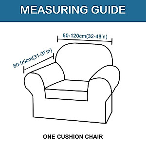 HAOYONG Couch Chair Cover 2 Pieces Printed Armchair Slipcovers Stretch Spandex Slipcover Couch Cover 1 Seater Chair Slip Cover Soft Furniture Slipcover with Elastic Bottom for Living Room
