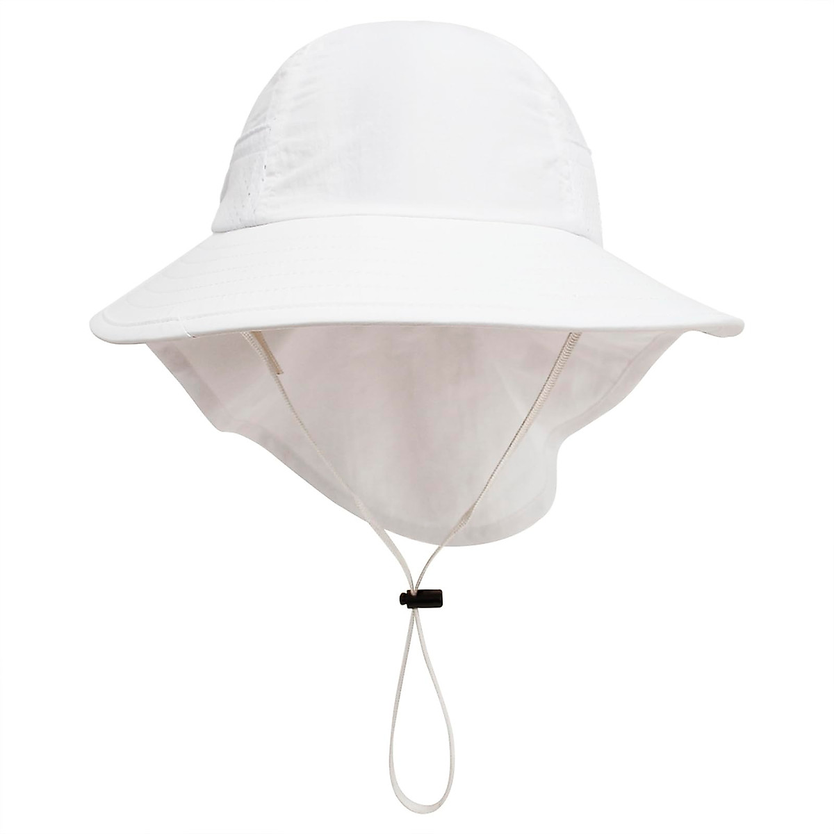 Muryobao Toddler Kids Baby Girls Boys Sun Hat Summer UPF 50+ UV Protection Caps Wide Brim Neck Flap Beach Play Fishing Hats White Age 1-3 Years