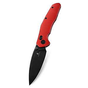 BESTECHMAN Ronan EDC Folding Knife Red G10 Handle Pocket Knife, 14C28N Steel Thumb-Stud Outdoor Tools, BMK02J (Red Handle)