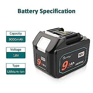 waitley 18V 9.0Ah Replacement Battery Compatible with Makita BL1830 BL1840 BL1850 BL1860 BL1890 Lithium-Ion Battery Tools with LED Indicator