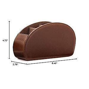 Londo Remote Control Holder with 5 Pockets - Store DVD, Blu-Ray, TV, Roku or Apple TV Remotes - PU Leather with Suede Lining - Slim, Compact Living or Bedroom Storage