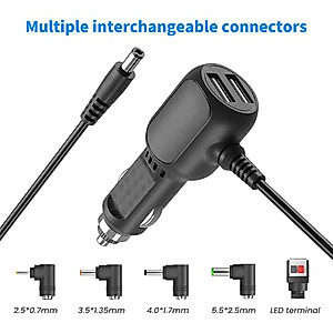 12 Volt DC Car Charger for Portable DVD Player, Universal Replacement Cigarette Lighter Power Cord for RCA, DBPOWER, Sylvania DVD Player, Snailax Seat Cushion, Breast Pump, Dual USB Port Car Charger