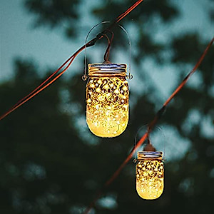 ostritec Solar Mason Jar Lights Lids, 12 Pack 30 Led Fairy Lights(Jars Not Included), Outdoor Hanging Mason Jar Solar Lights, Fairy in a Jar Solar Firefly Lights for Patio Garden Table Decor