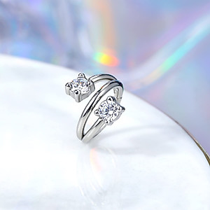 CM Crareesi Mania Helix Piercing Jewelry Hoop 316L Stainless Steel Hinged Segment 16g Cartilage Earrings Tiny CZ Double Row Daith Rook 8mm Nose Ring Hoop