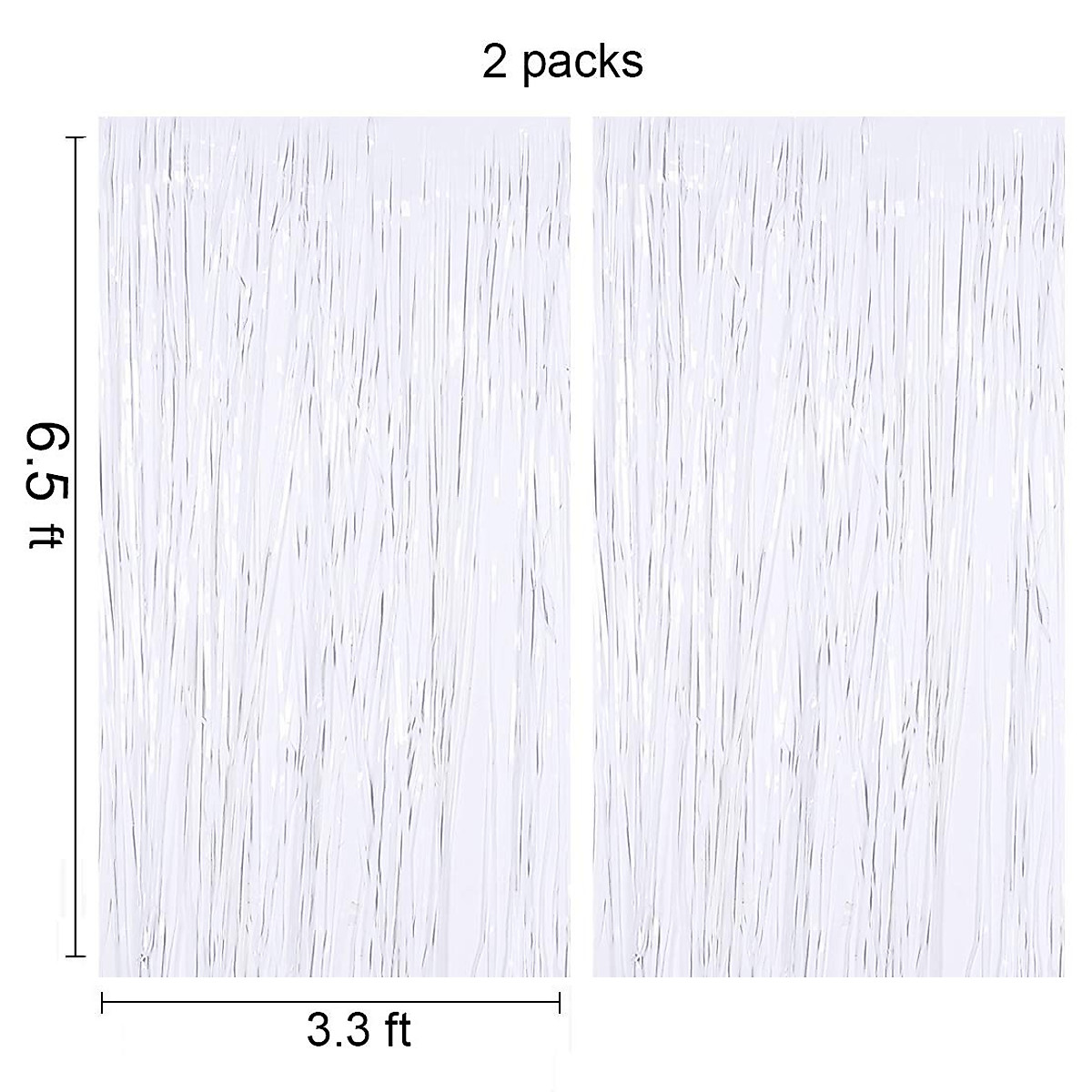 White Fringe Backdrop Curtain for White Party Decorations -6.5x6.5ft, Pack of 2 | LILF White Curtain Backdrop Tinsel Streamers for Birthday Bridal Baby Shower Graduation Euphoria Photobooth Props